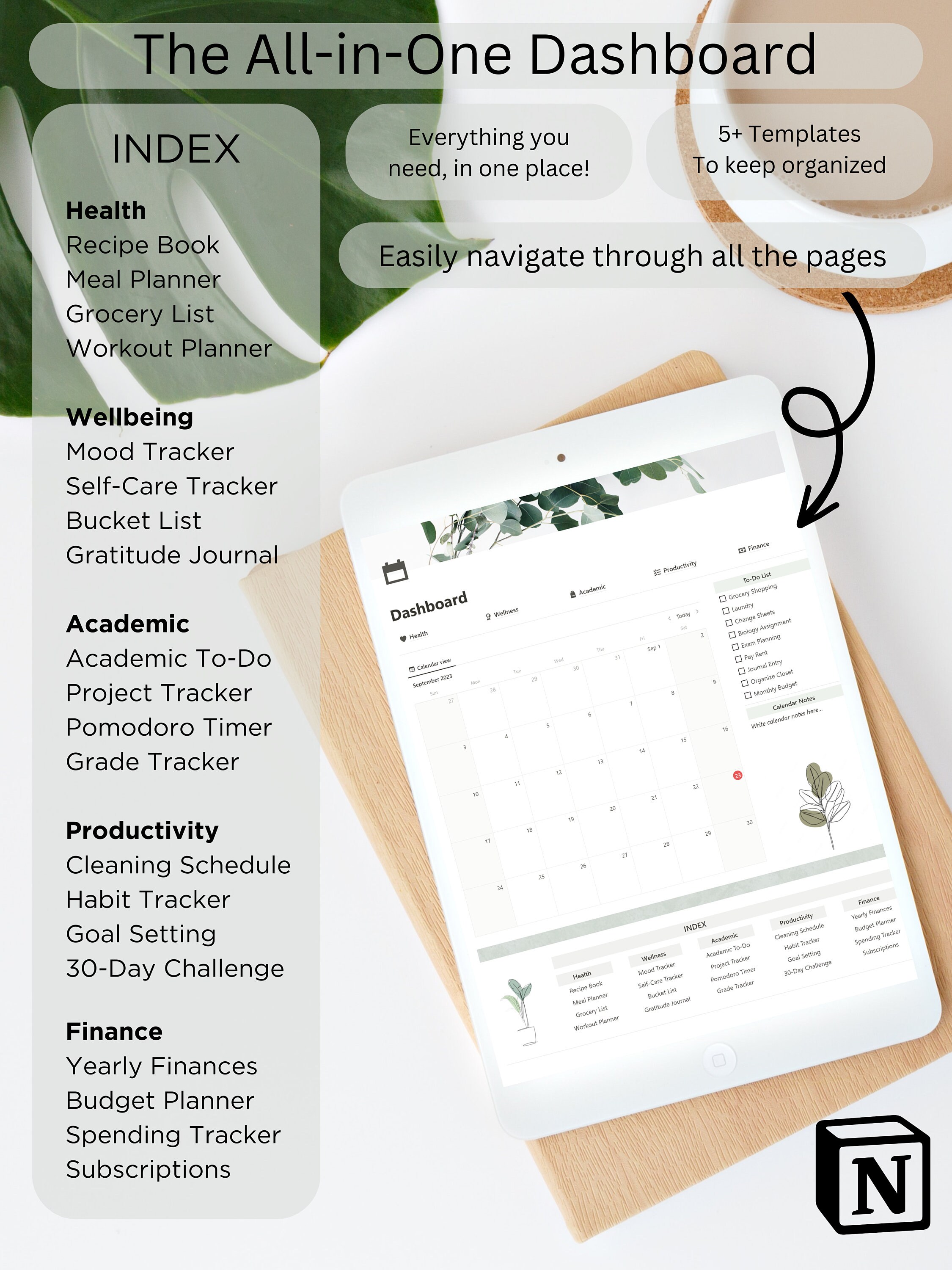 The All-in-one Notion Dashboard Aesthetic Minimal Notion Template - Etsy