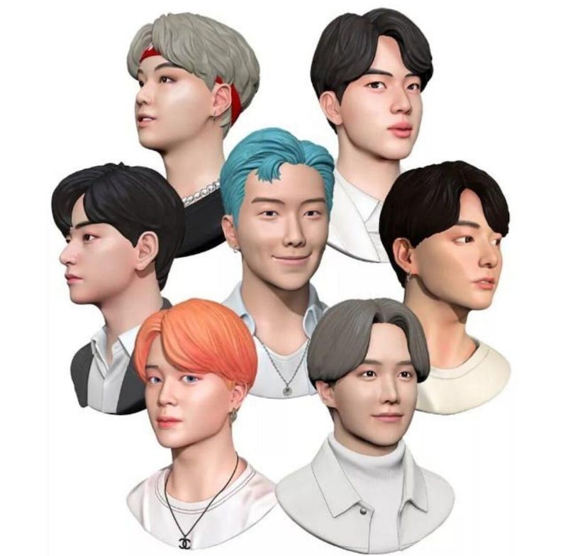 BTS Sculptures Miniatures Diorama 3D Printed Bust - Etsy