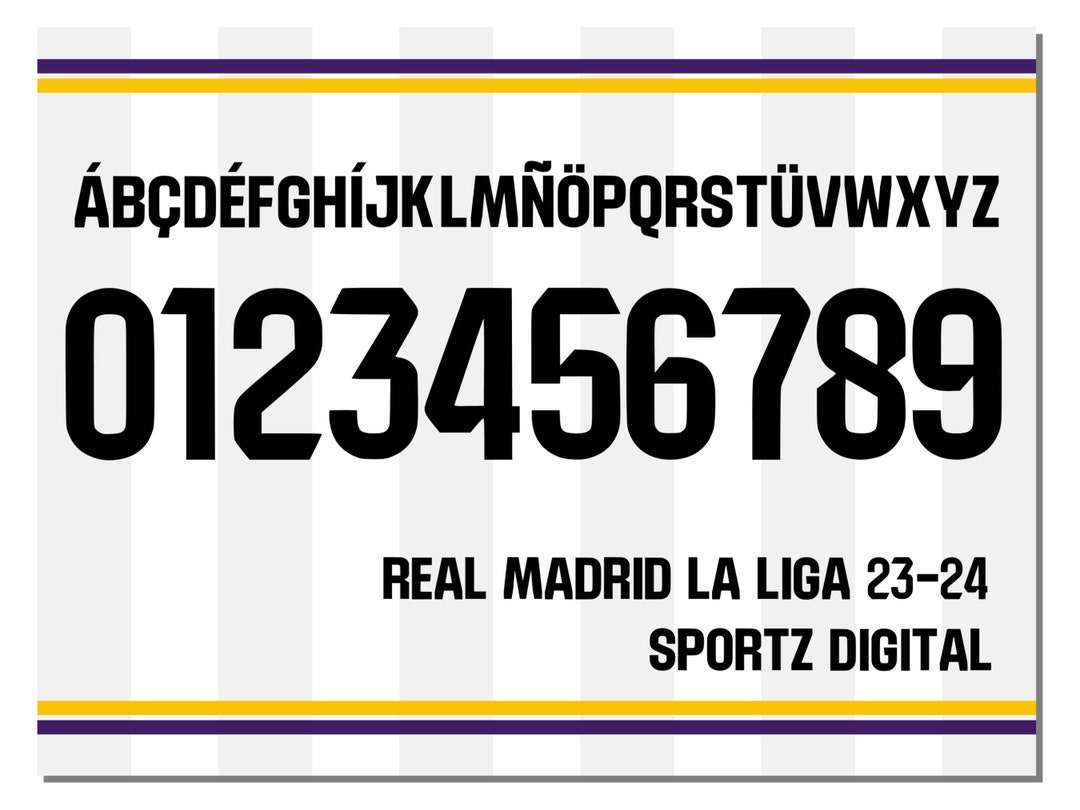 Font Vector Jersey Real Madrid 2023/2024 Font SVG, PDF, TTF / Cutting ...