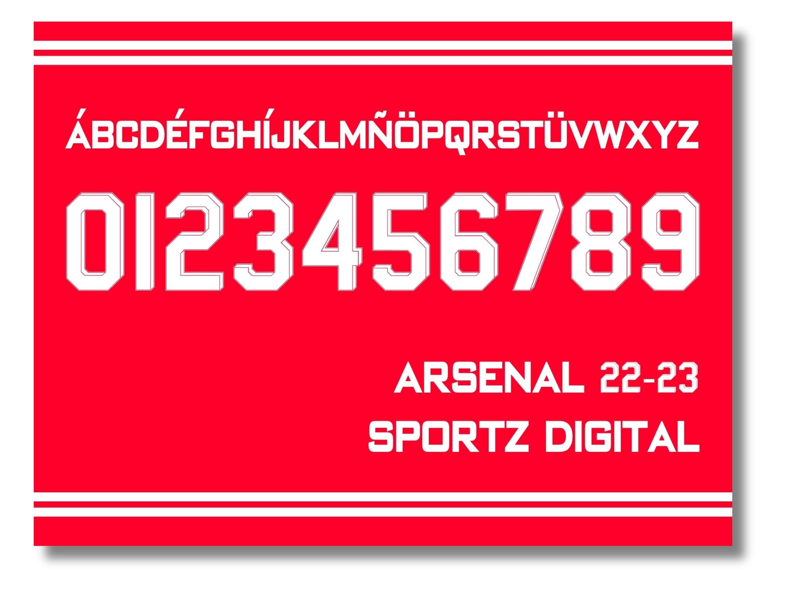 Font Vector Jersey Arsenal 2022/2023 Font SVG, PDF, TTF / Cutting Kit ...