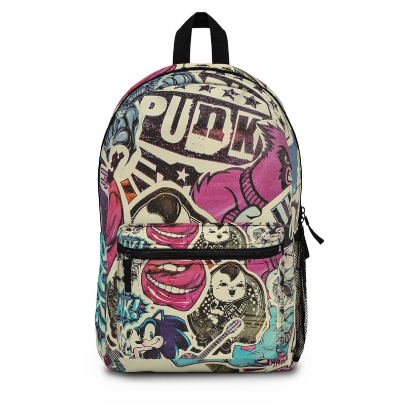1980s Style Vintage Backpack, Retro Punk Rock Bag, Classic School Bag ...
