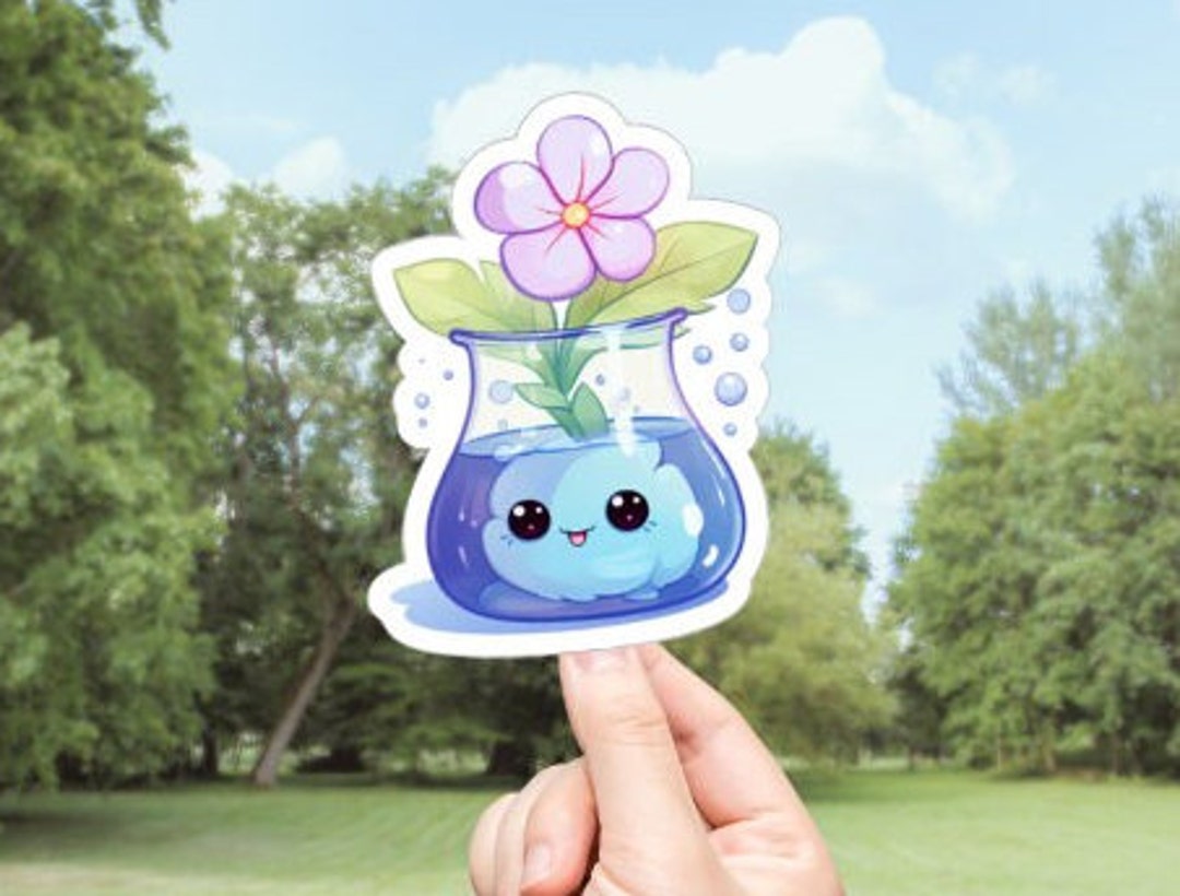 Cute Flower Puffle Monster in Science Beaker Sticker - Etsy