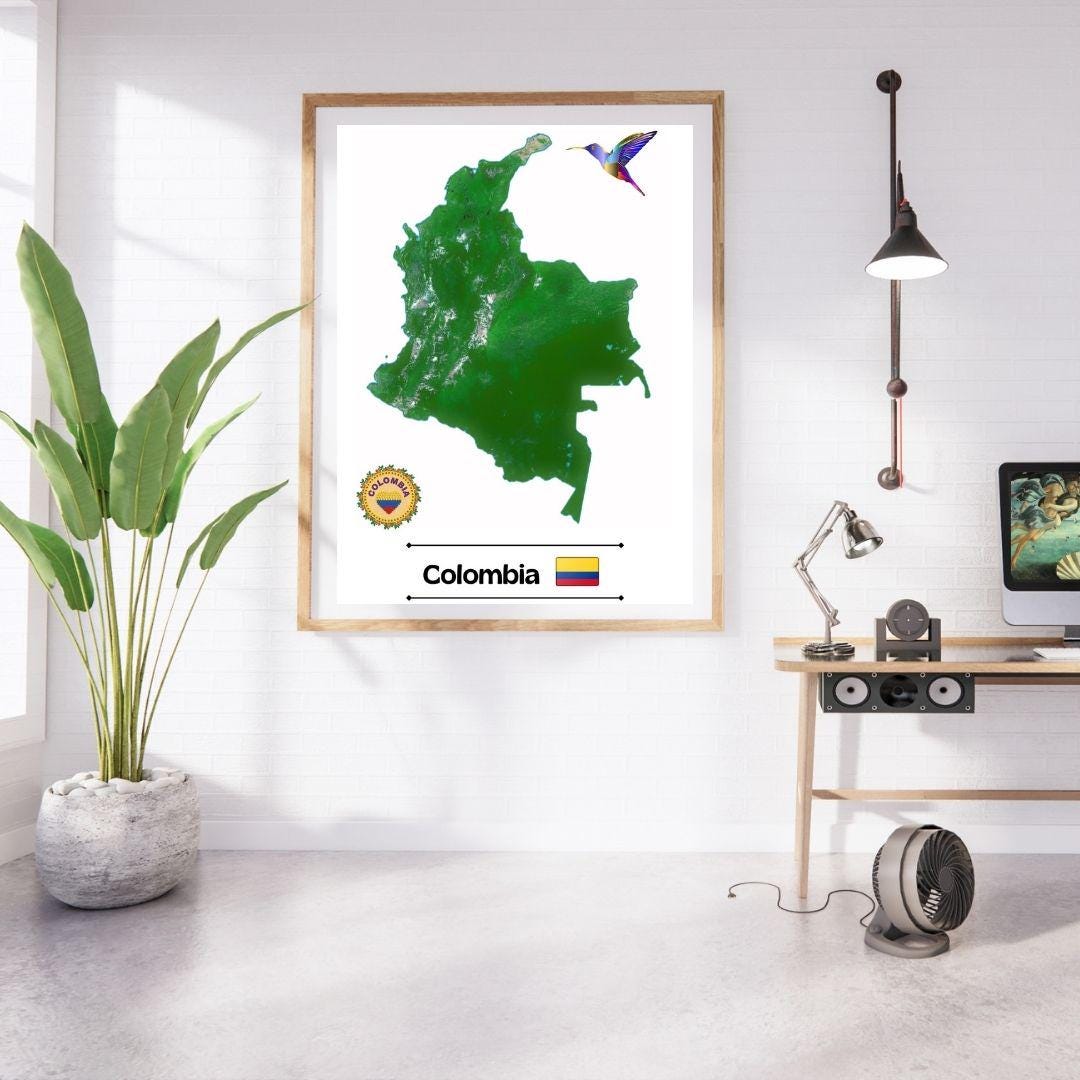 Colombia Map Satellite View Print Colombia Map Poster Download Colombia ...
