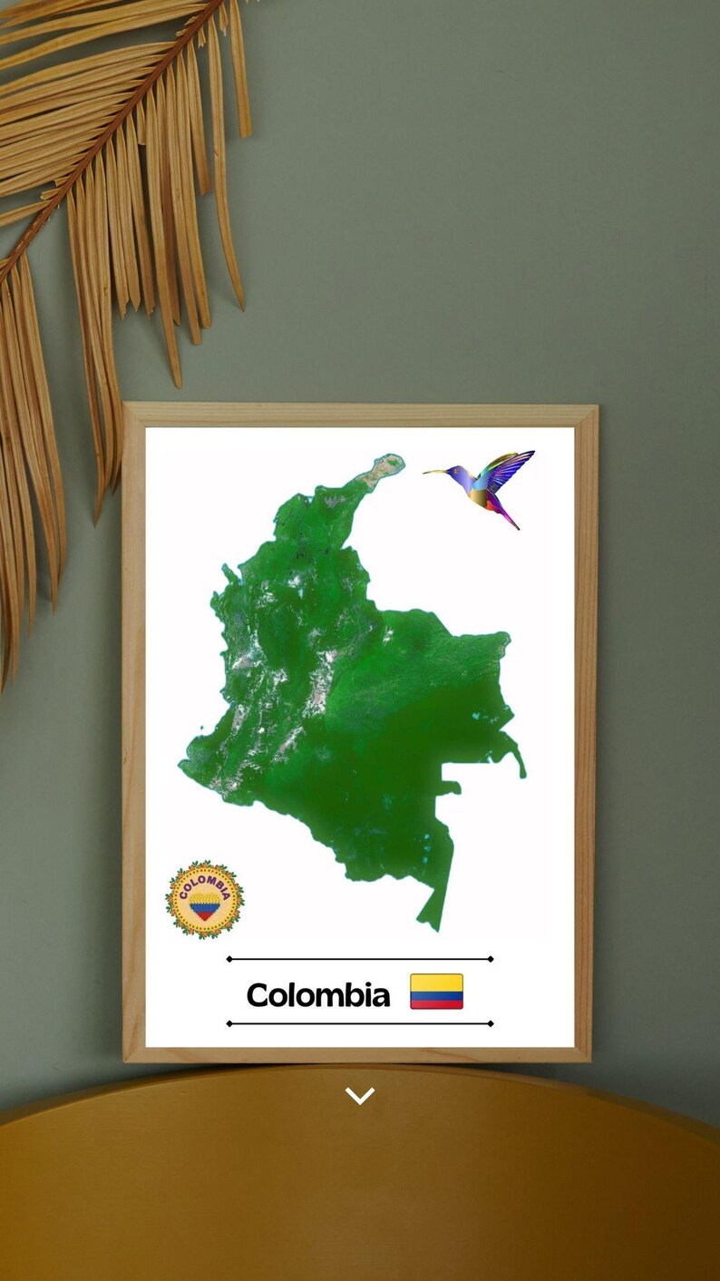 Colombia Map Satellite View Print Colombia Map Poster Download Colombia ...