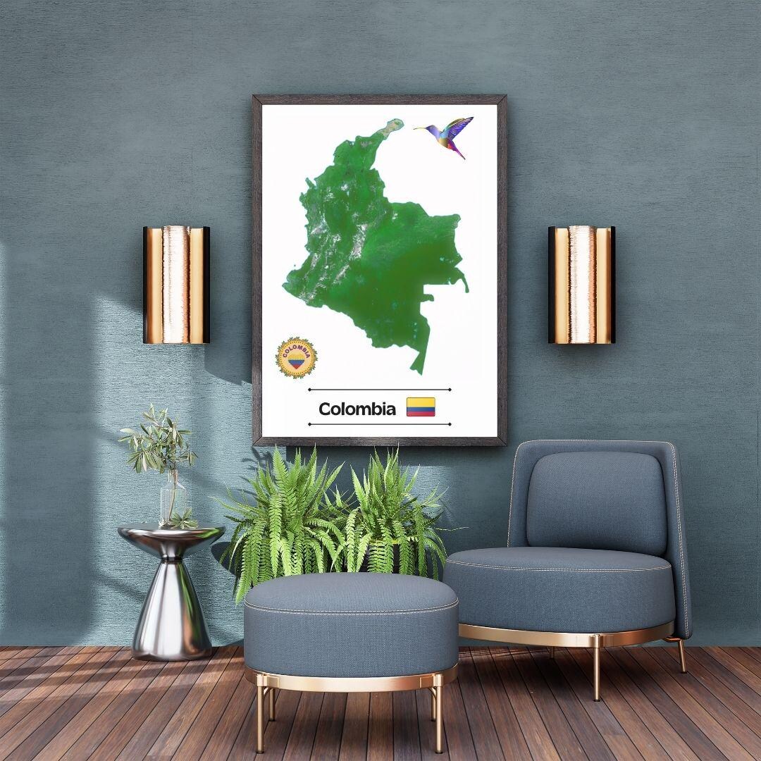 Colombia Map Satellite View Print Colombia Map Poster Download Colombia ...