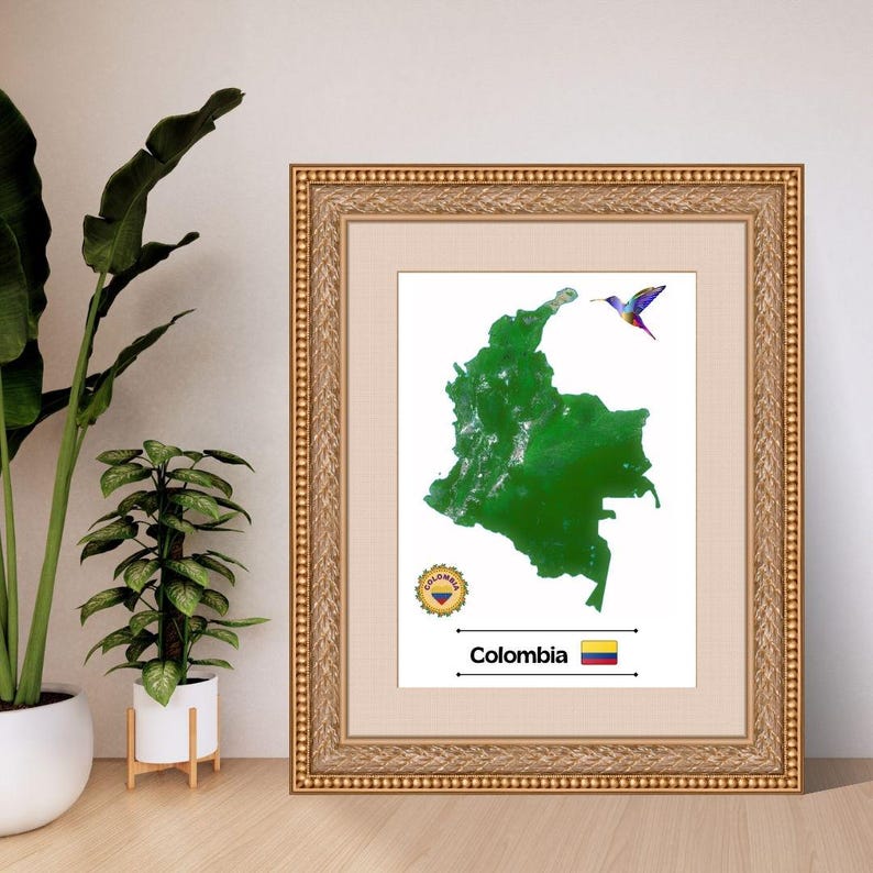 Colombia Map Satellite View Print Colombia Map Poster Download Colombia ...