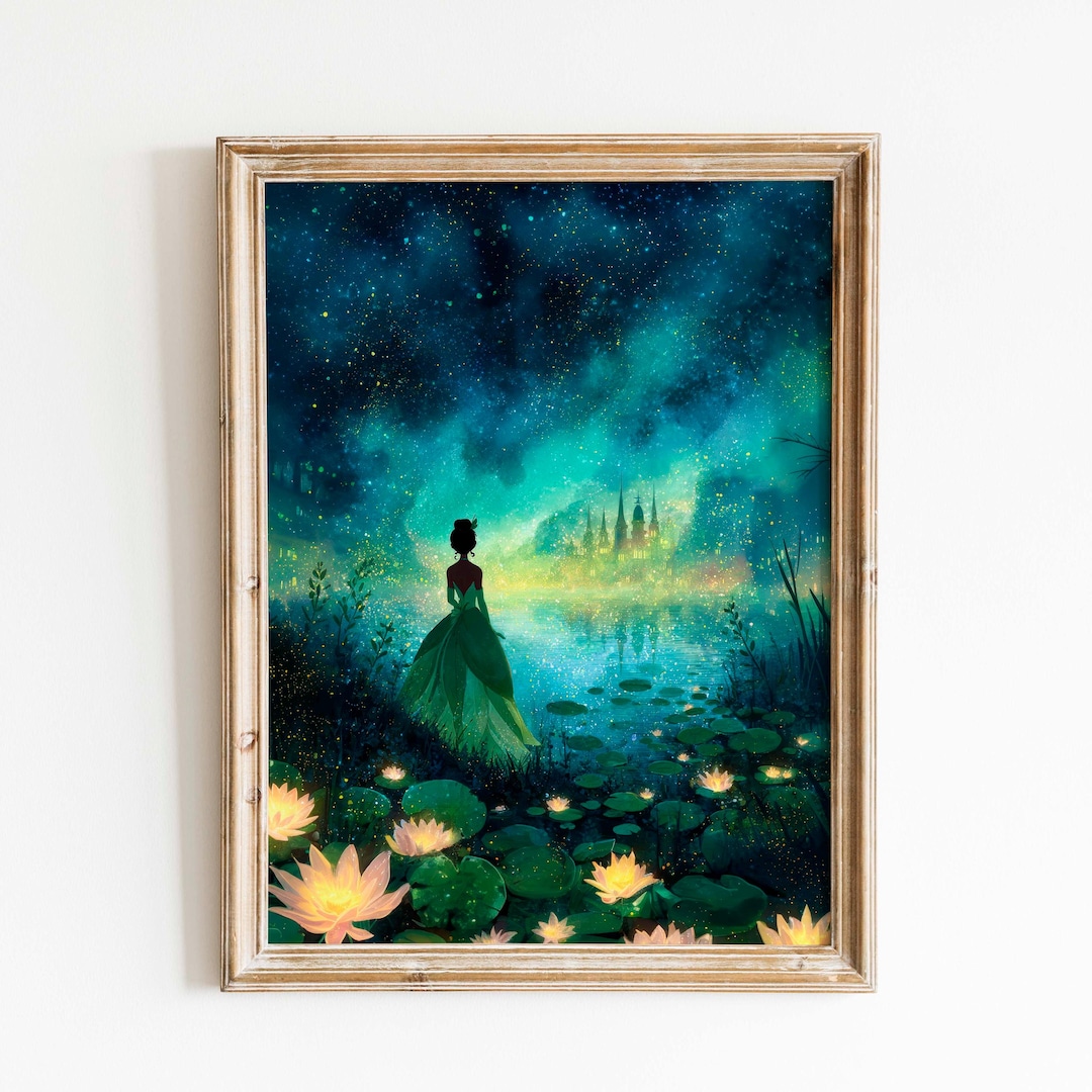 Moonlit Water Lily Princess Watercolor Print – Enchanted Garden Fantasy ...