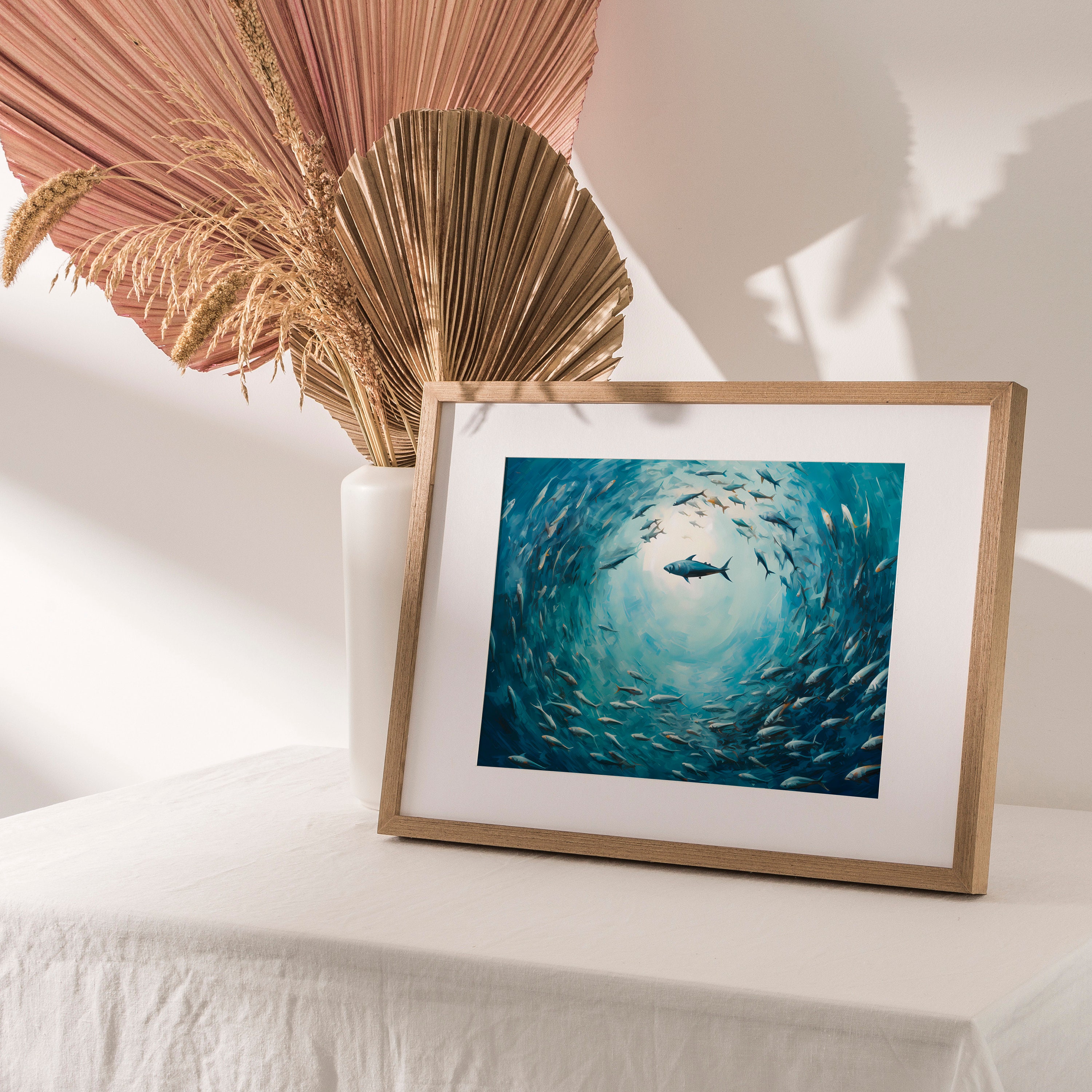 Fish Tornado Oil Painting Digital Download, School of Fish Wall Art ...