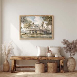 Whispering Homestead, White Farmhouse Watercolor Print, Farmhouse Decor ...