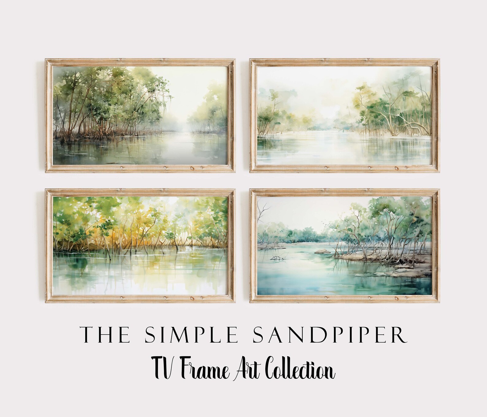 Frame TV Art - Tropical Mangroves Set, Watercolor Wetlands Wall Decor ...