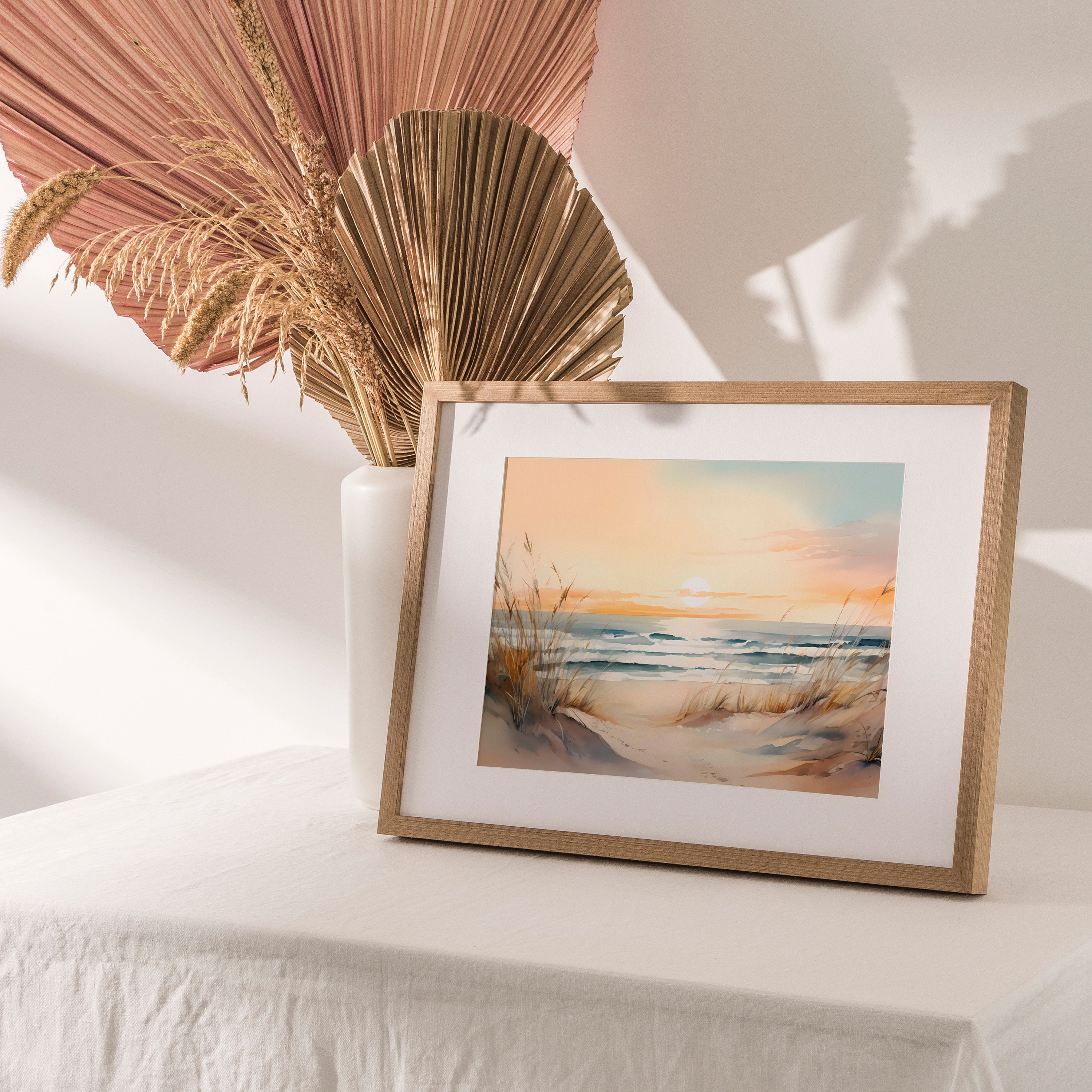 Neutral Beach Watercolor Painting Seascape Wall Art Coastal - Etsy