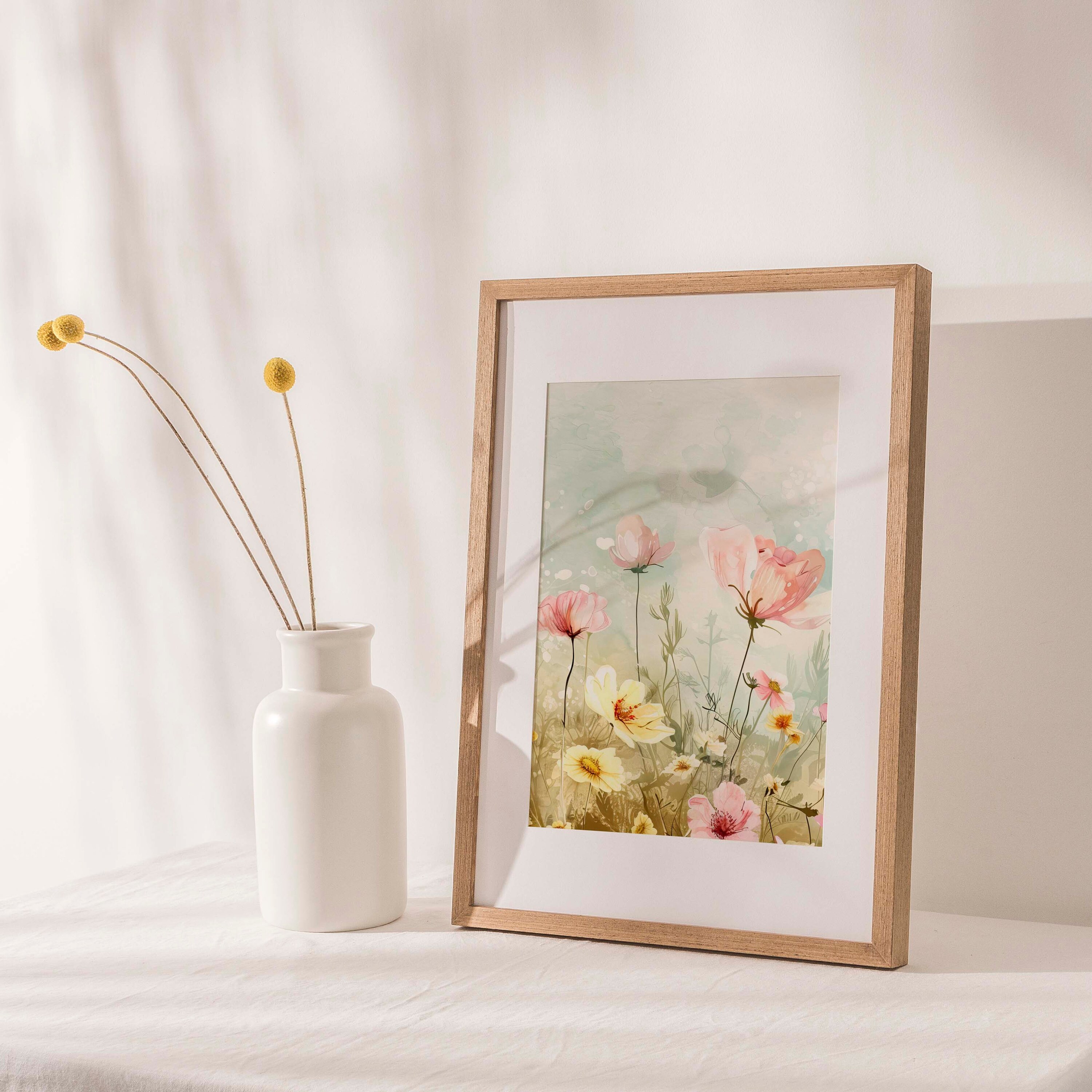 Spring Flower Field Printable Art: Vintage Meadow and Garden Watercolor ...