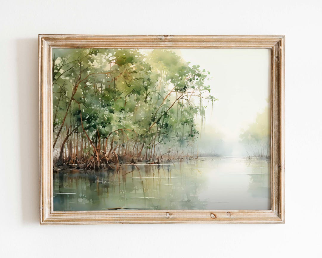 Coastal Mangrove Print, Muted Tones Watercolor, Instant Download ...