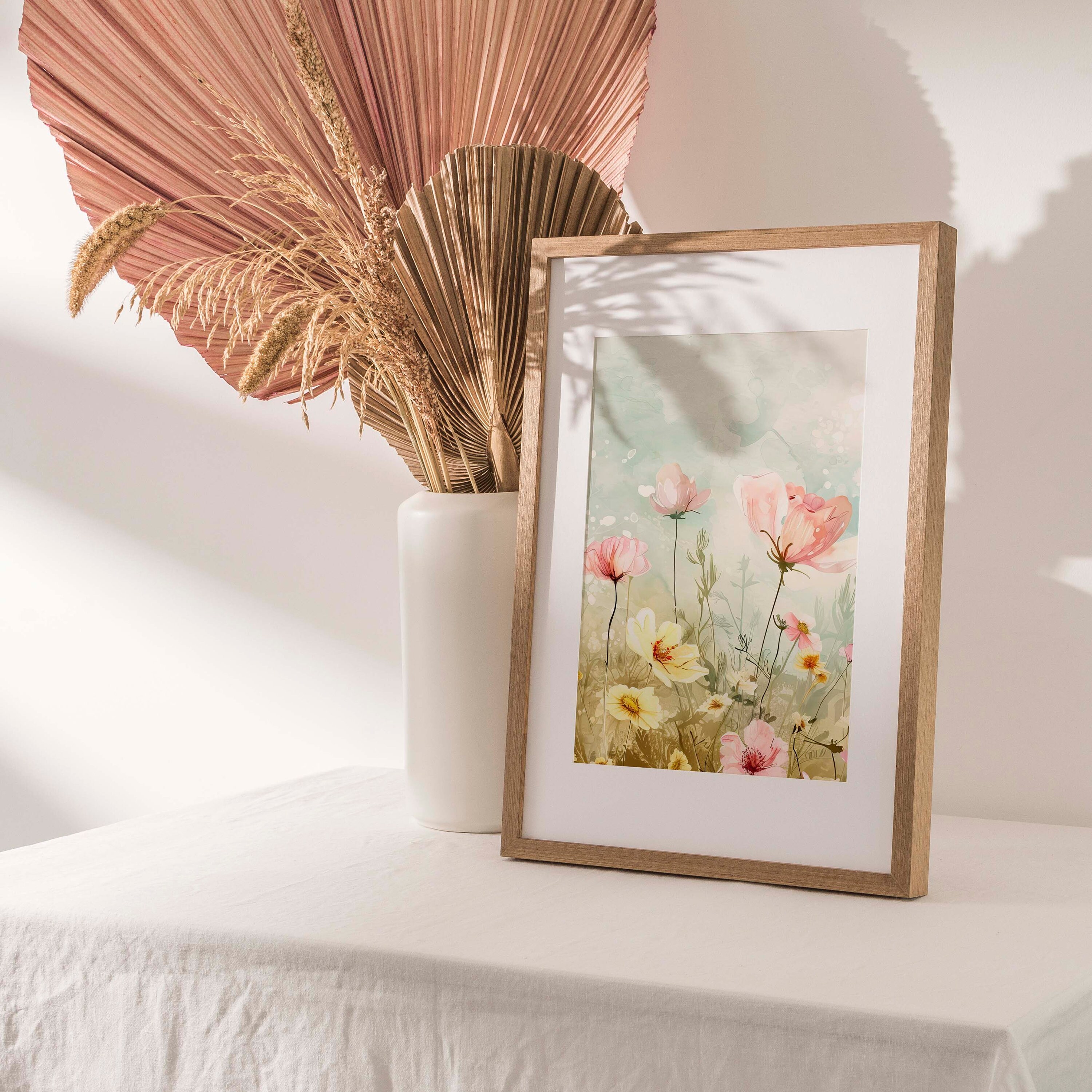 Spring Flower Field Printable Art: Vintage Meadow and Garden Watercolor ...