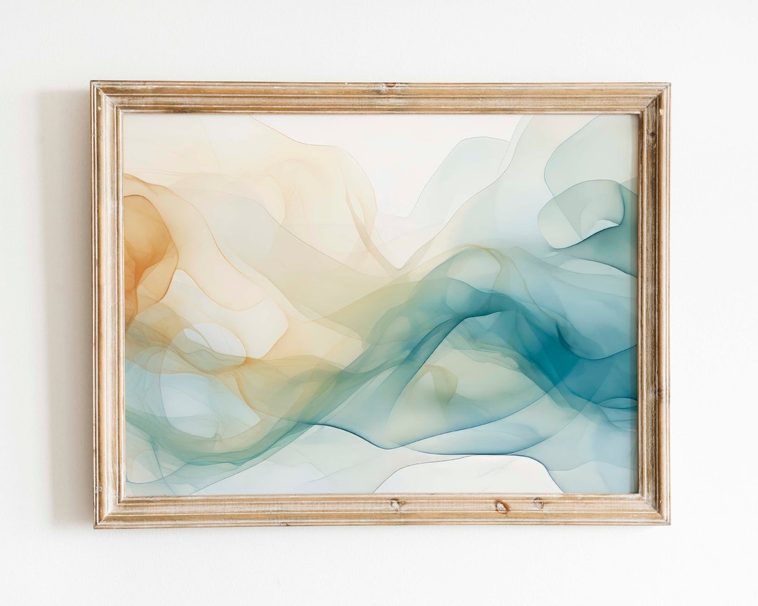 Twisting Abstract Watercolor Wall Art Print Neutral Coastal - Etsy