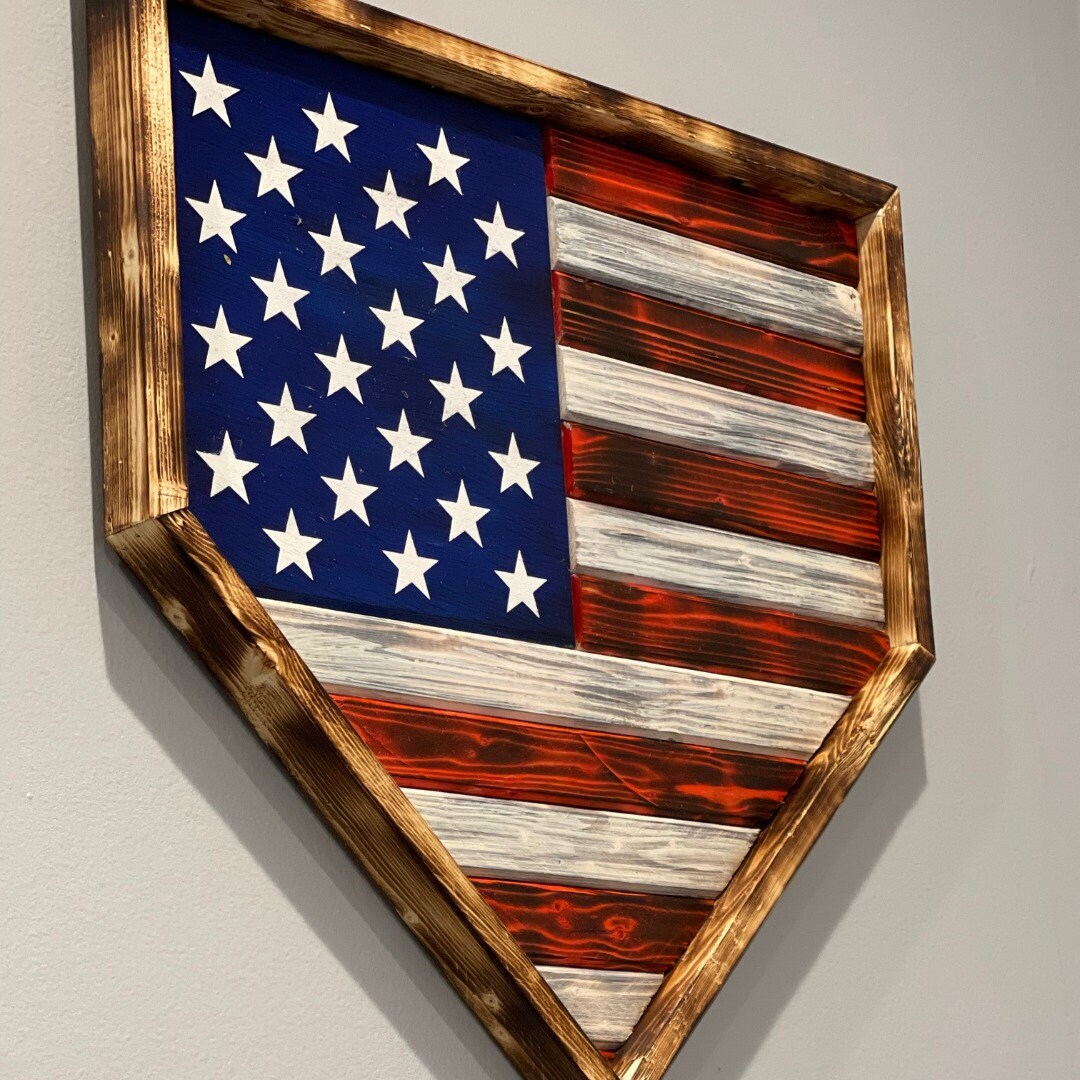 Wooden American Flag Home Plate - Etsy
