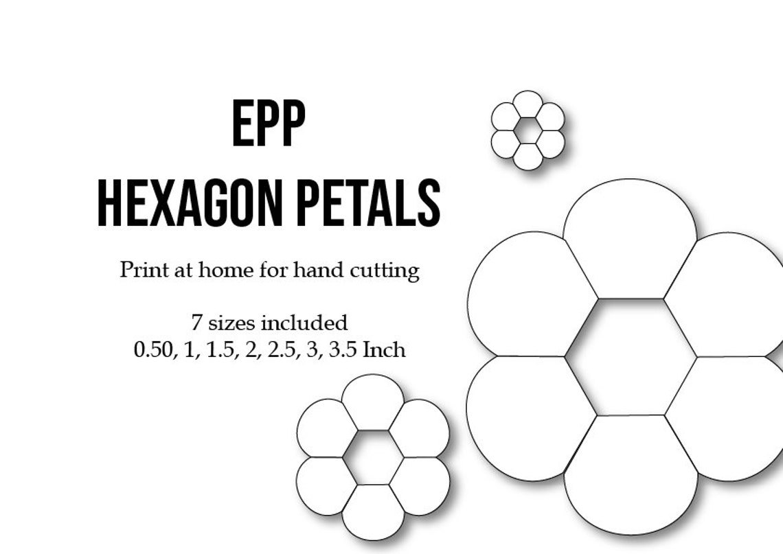 EPP Hexagon Petal, 7 Different Sizes, Print & Cut at Home - Etsy