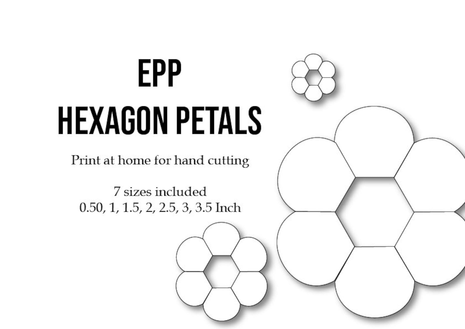 EPP Hexagon Petal, 7 Different Sizes, Print & Cut at Home - Etsy