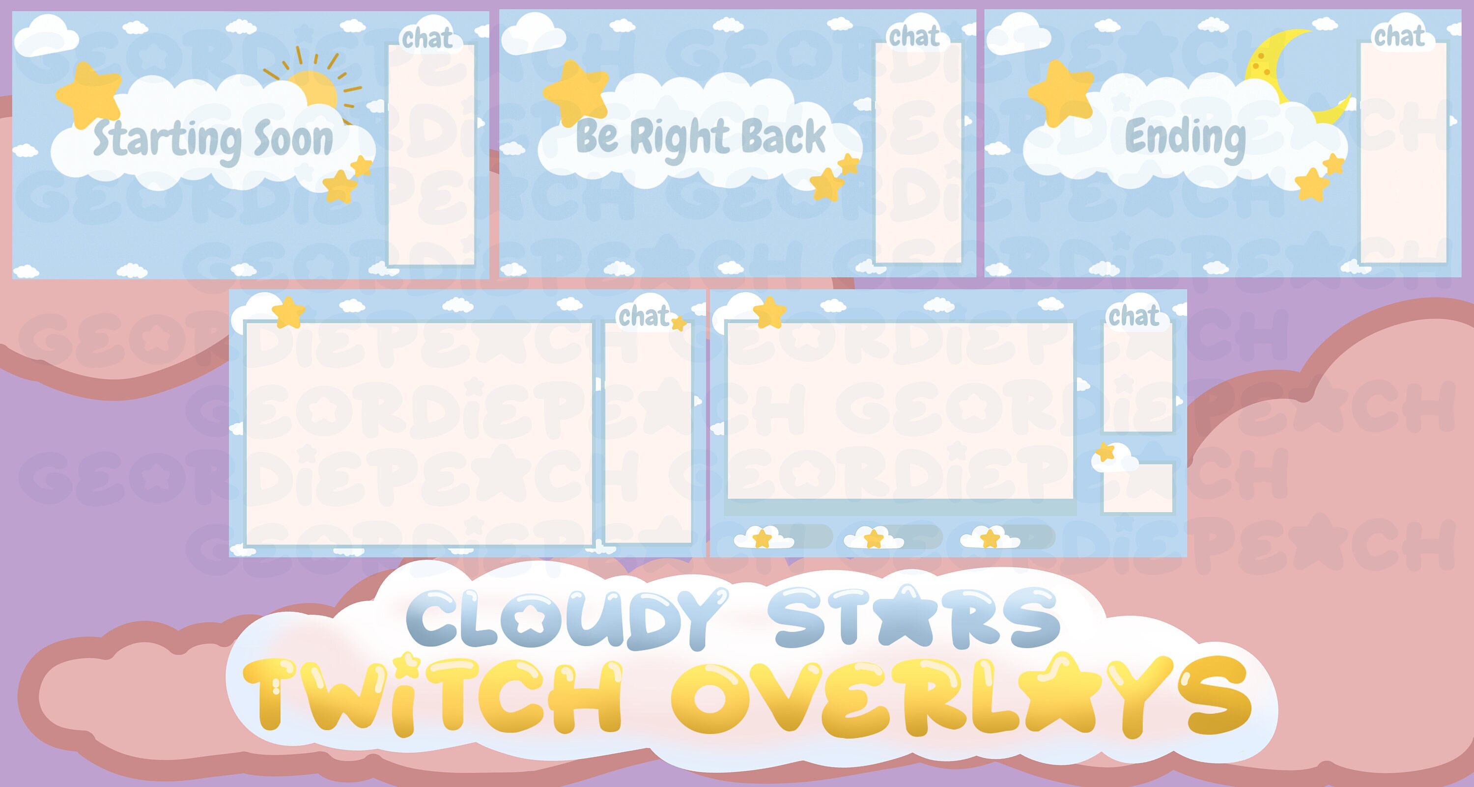 Cloudy Stars Twitch Overlays - Etsy