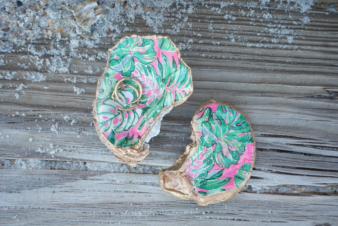 Tropical Palm Lilly Pulitzer Preppy Oyster Shell Trinket Dish for ...