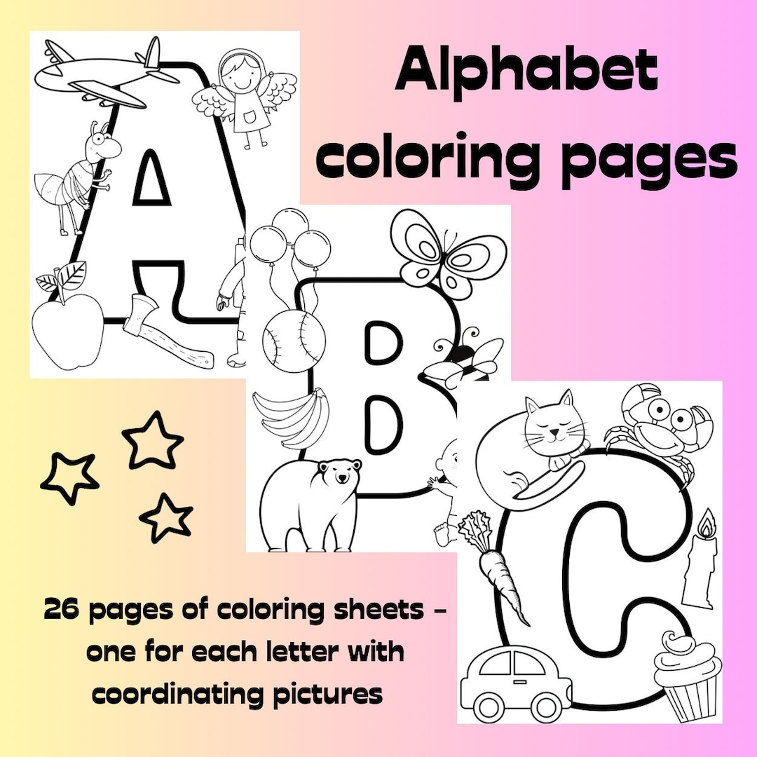 Alphabet Coloring Pages - Etsy