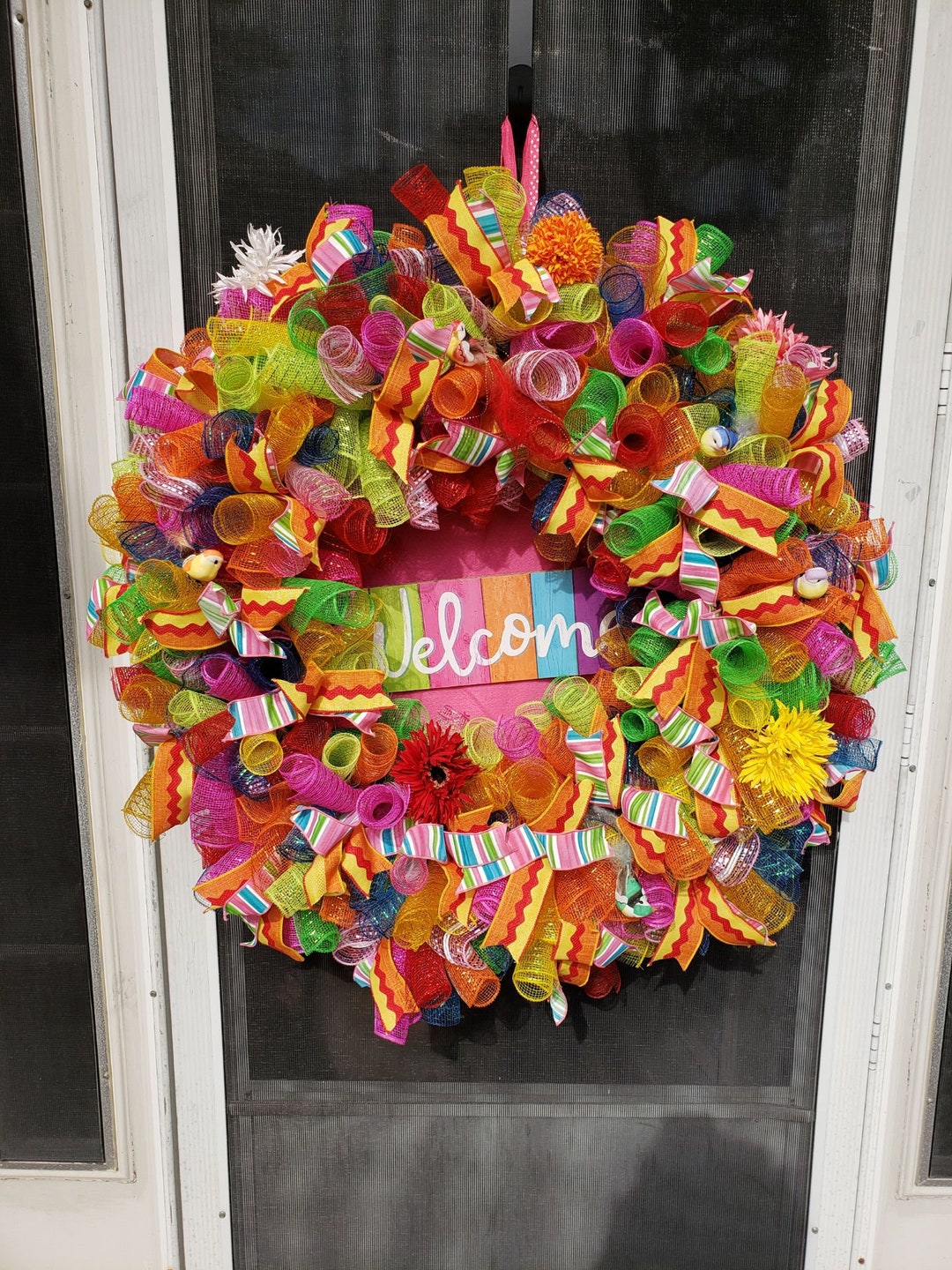 Welcome Wreath, Whimsical Welcome Wreath, for Front Door, Porch ...