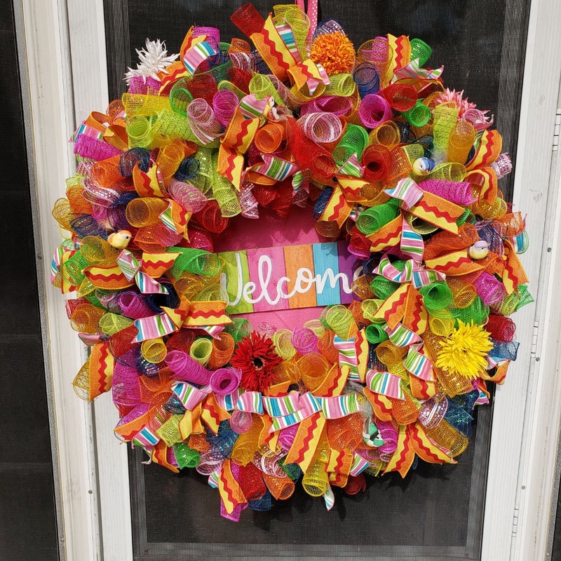 Ribbon Door Wreath - Etsy