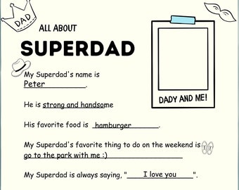 All About My Dad Printable, Printable Father's Day Questionnaire - Etsy