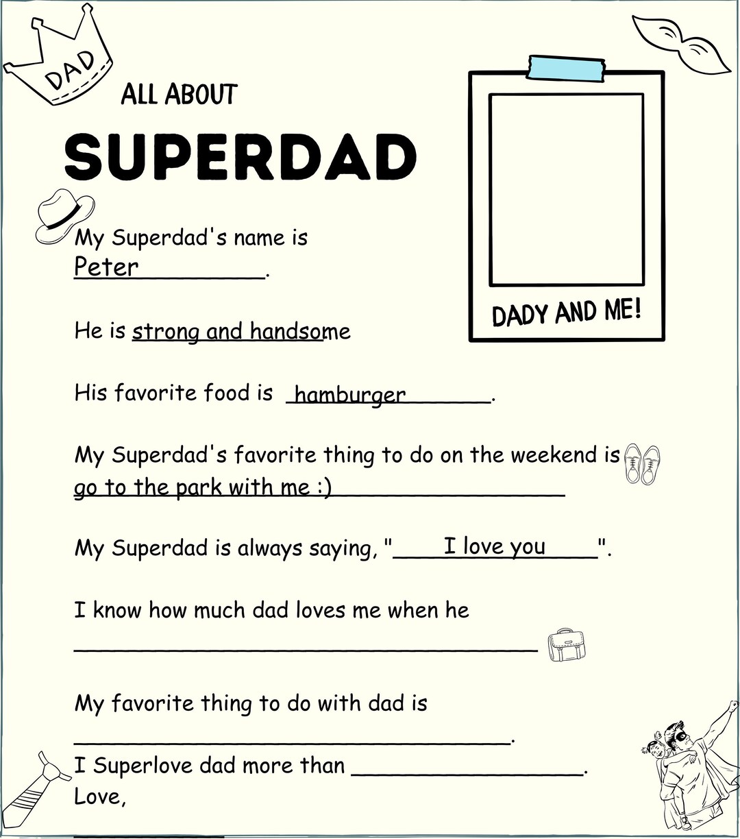 All About My Dad, My Super Dad, Dad Questionnaire, Father's Day ...
