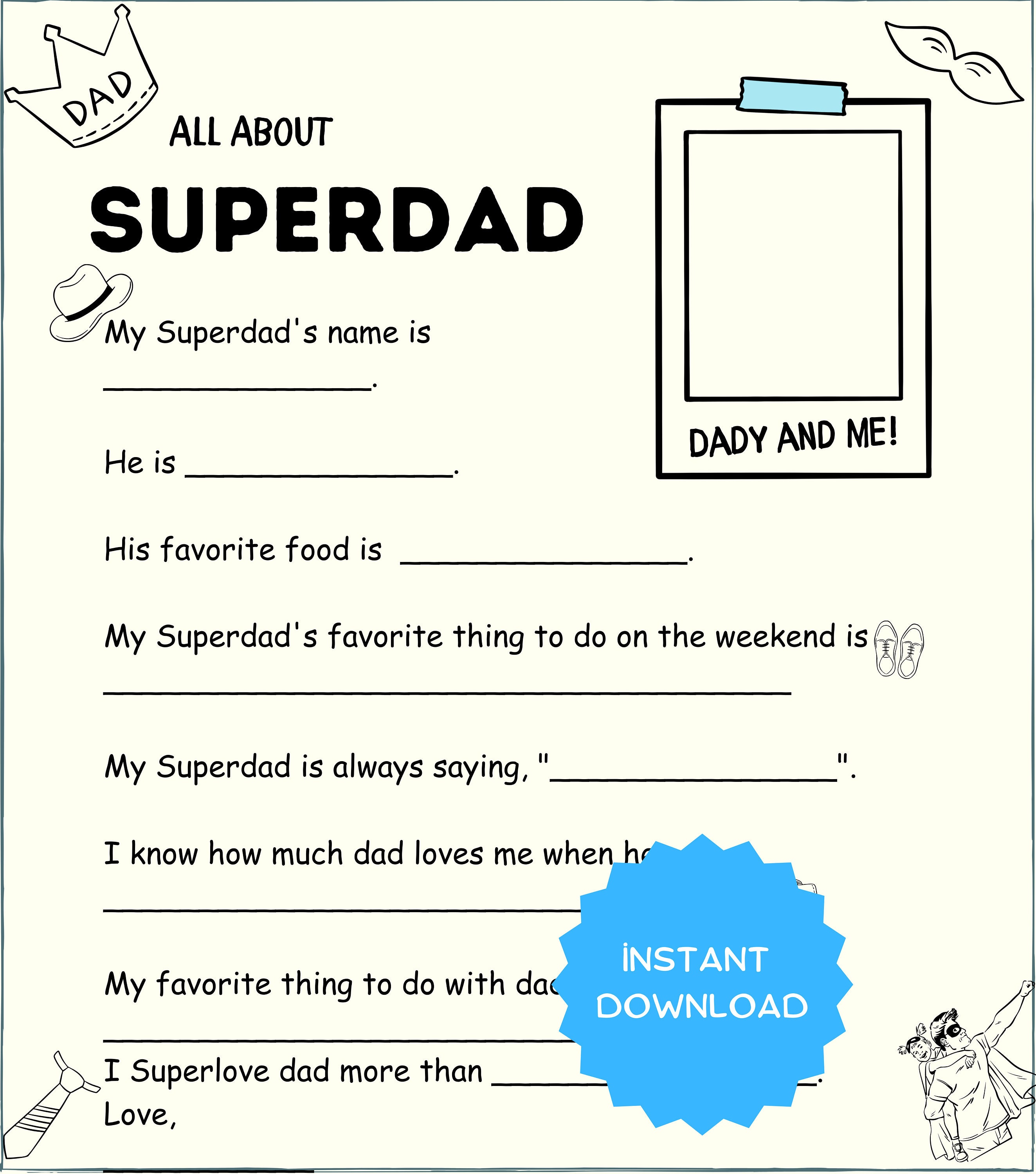 All About My Dad, My Super Dad, Dad Questionnaire, Father's Day ...
