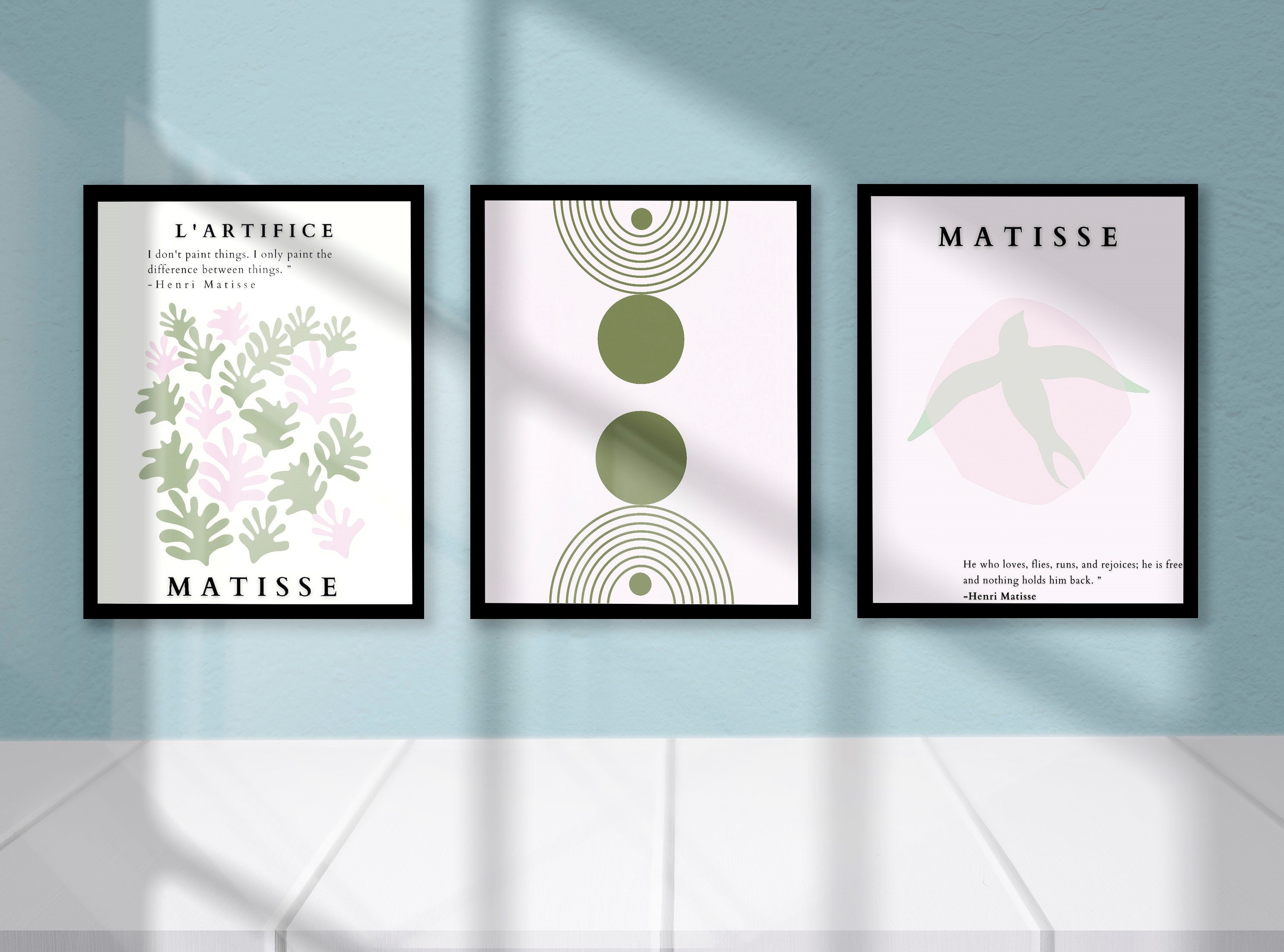 Sage Green and Blush Pink Print Set for Gallery Wall, Sage Green ...