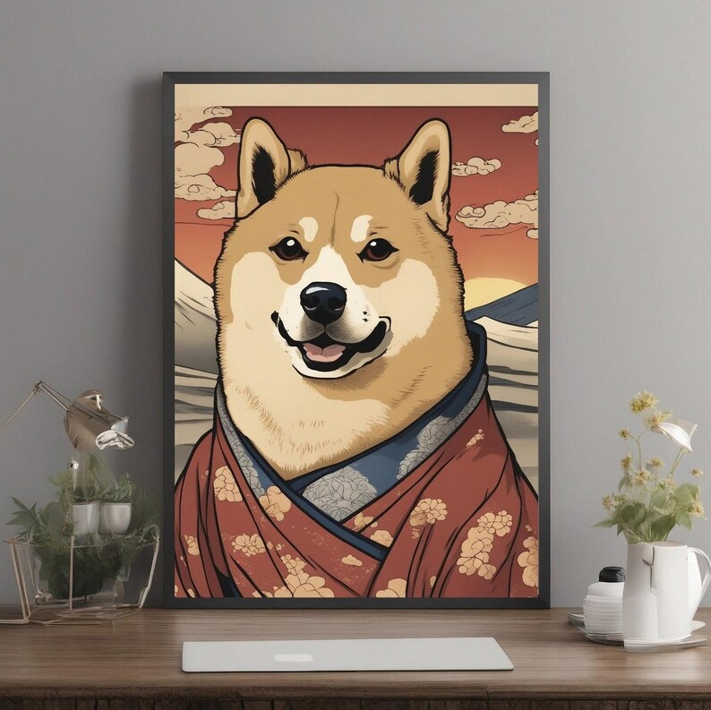 Doge Meme, Japanese Ukiyo-e Style Art Print, Doge Print, Poster Print ...