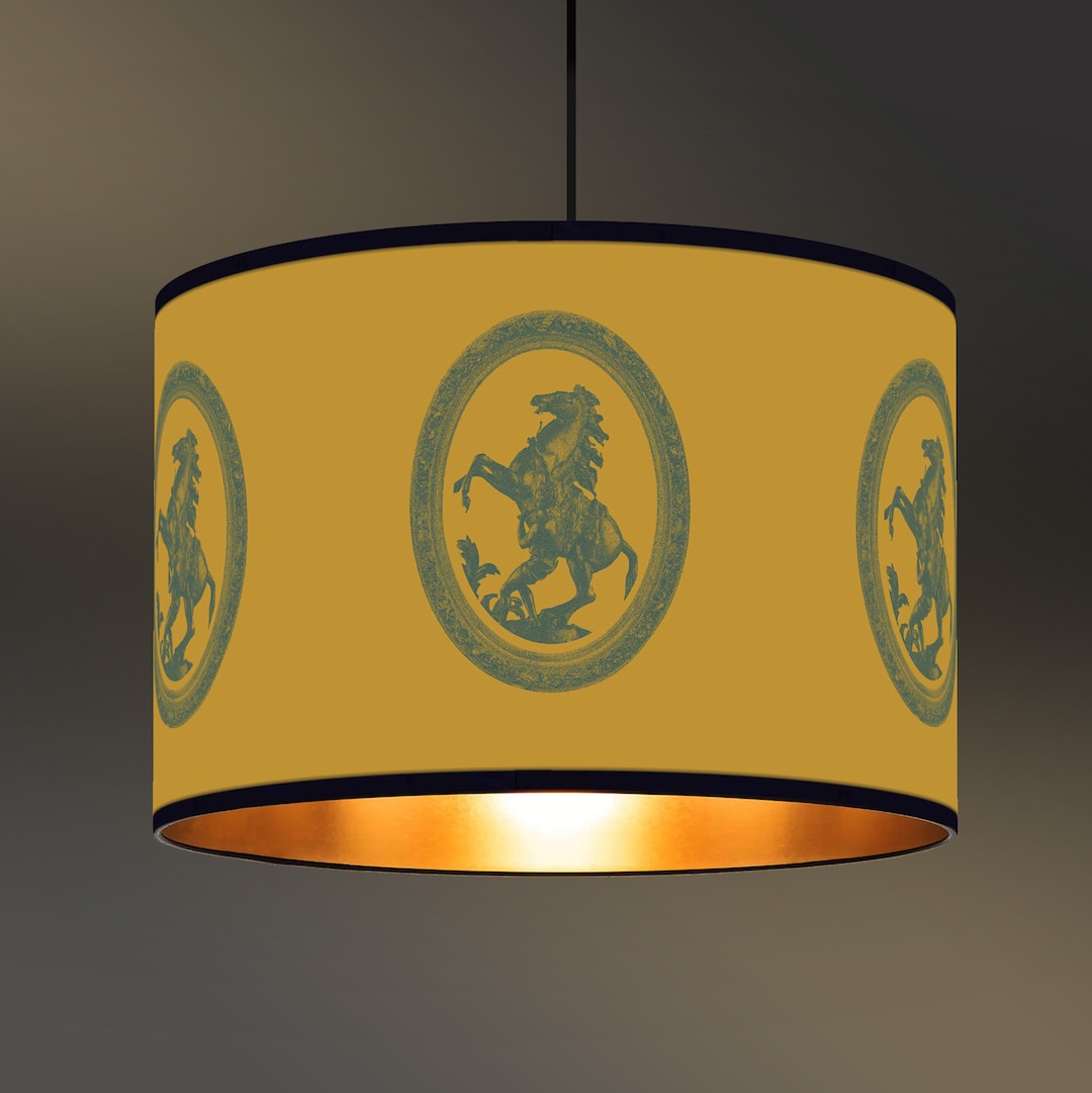 Lampshade the Golden Marly Horses, Pendant Lampshade With Monochrome ...