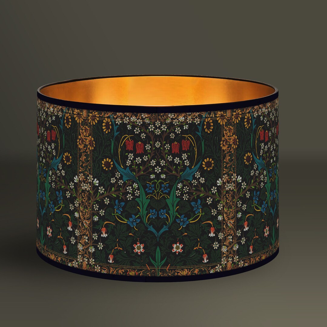 Lampshade Artisanal, Medieval Floral Pattern, Lampshade With Fabric and ...