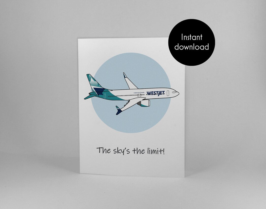 Printable Westjet Boeing 737 Max 8 Plane Congratulations Card - Etsy