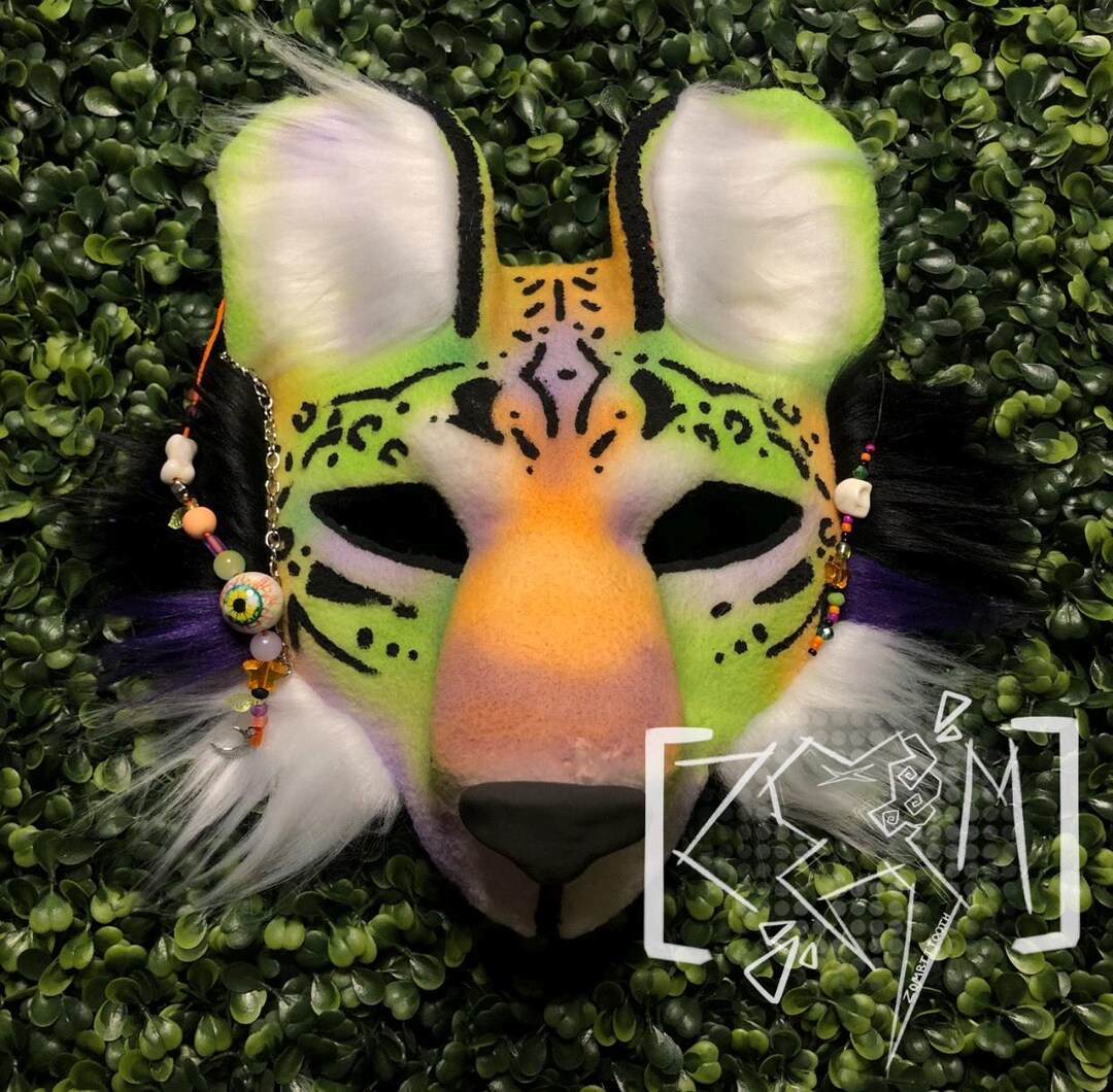 Spooky Snow Leopard Mask Stylized Feline Ren Faire Mask - Etsy