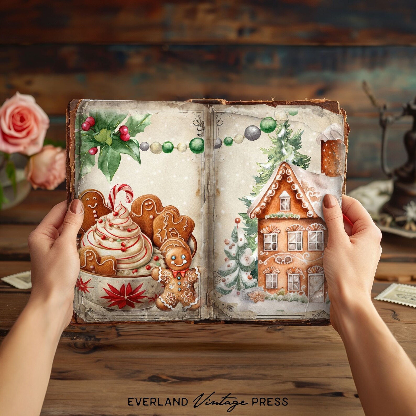 Gingerbread Junk Journal Pages, Gingerbread Junk Journal Kit, 6 ...
