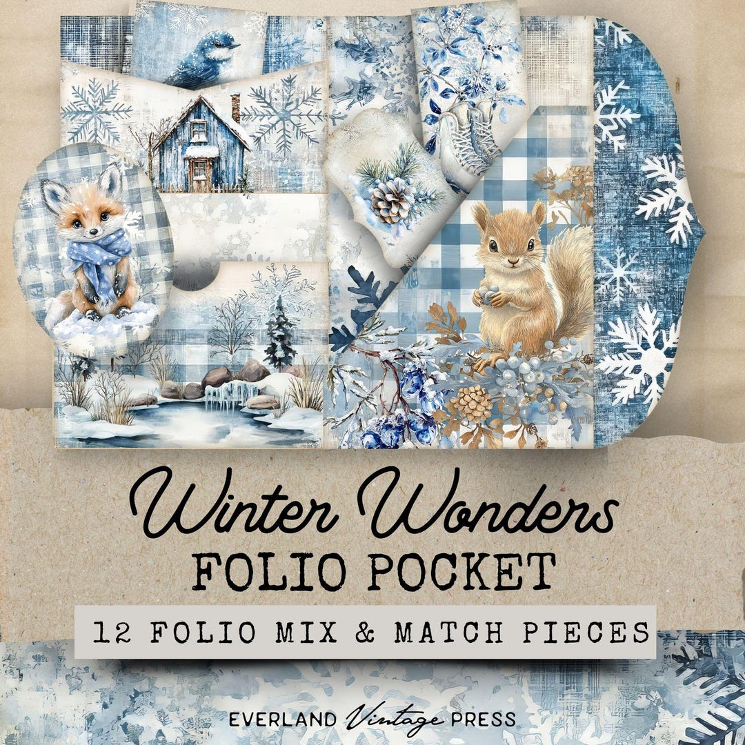 Winter Junk Journal Folio Kit, Winter Wonderland Junk Journal Kit ...