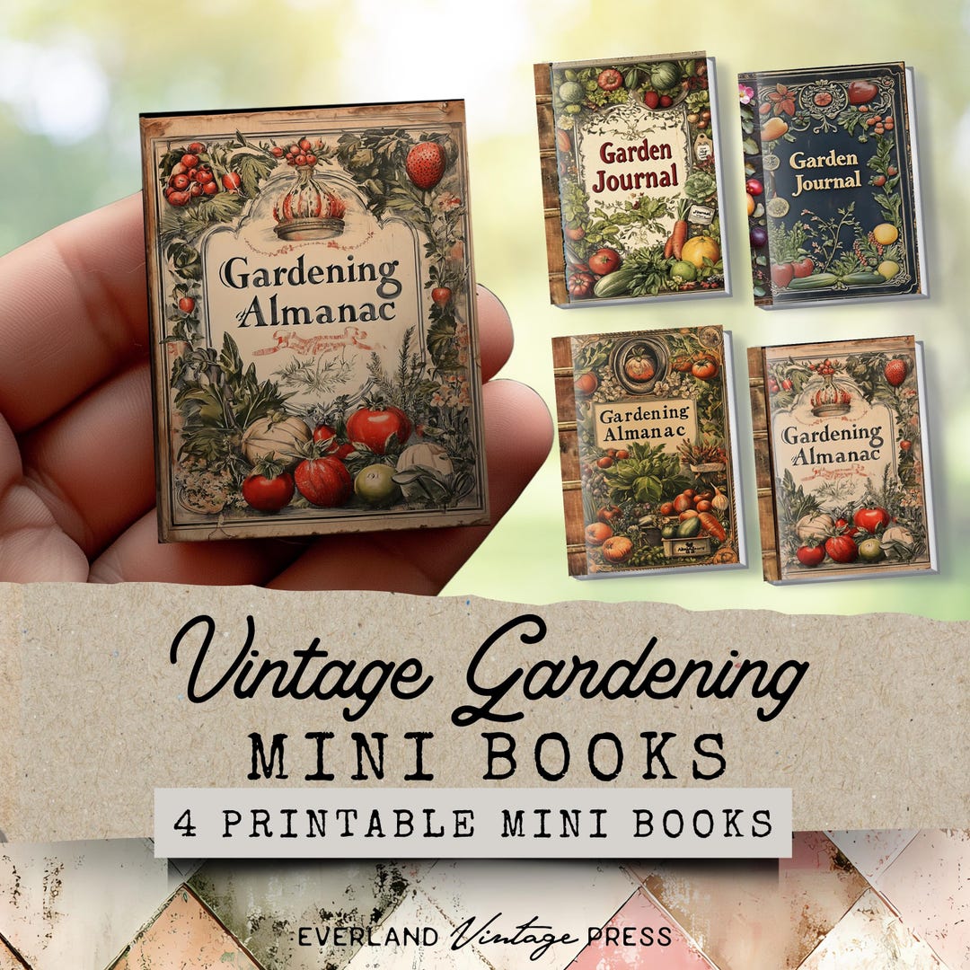 Vintage Gardening Mini Books Set of 4, Garden Themed Junk Journal ...