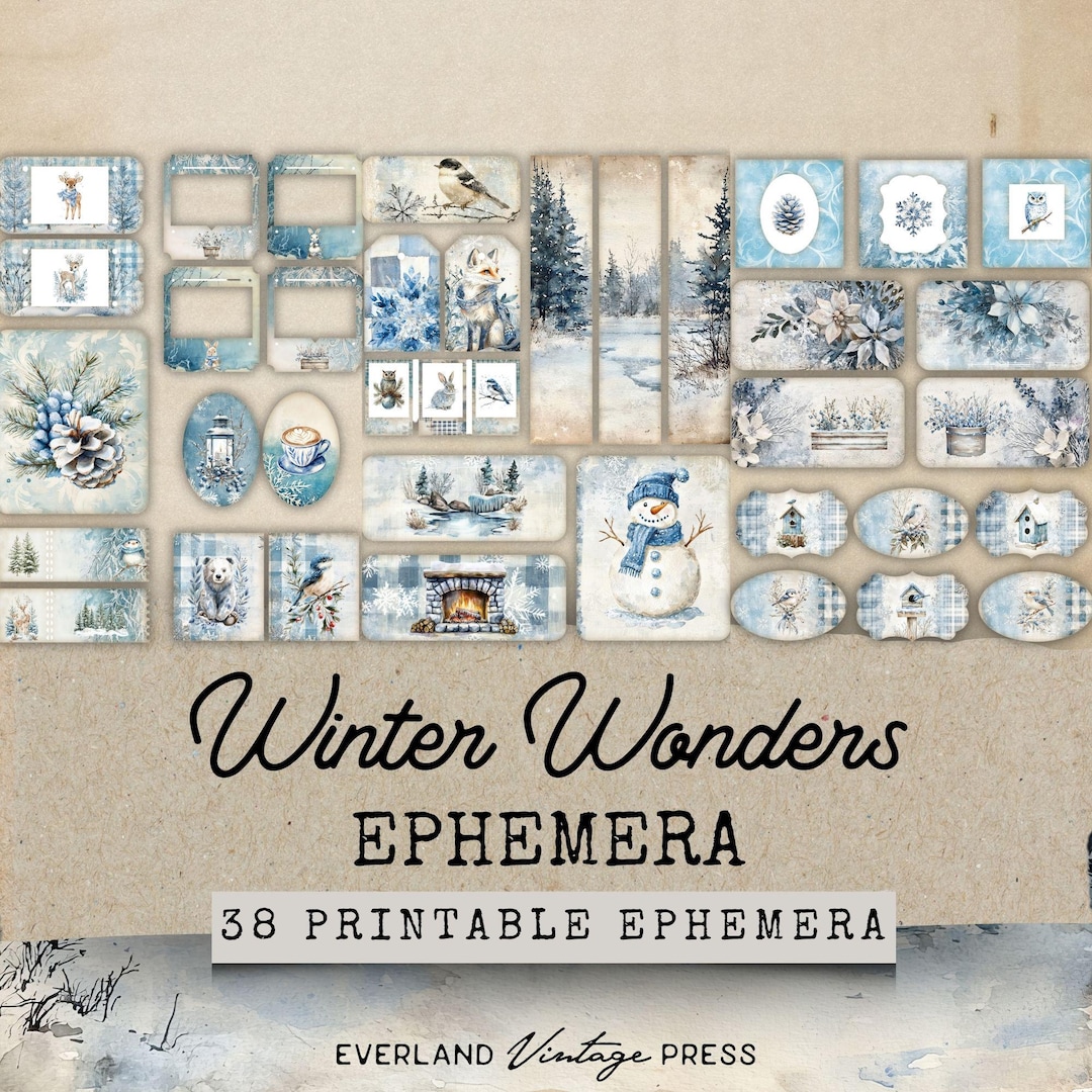 Winter Woodland Junk Journal Ephemera, Winter Botanicals Junk Journal ...