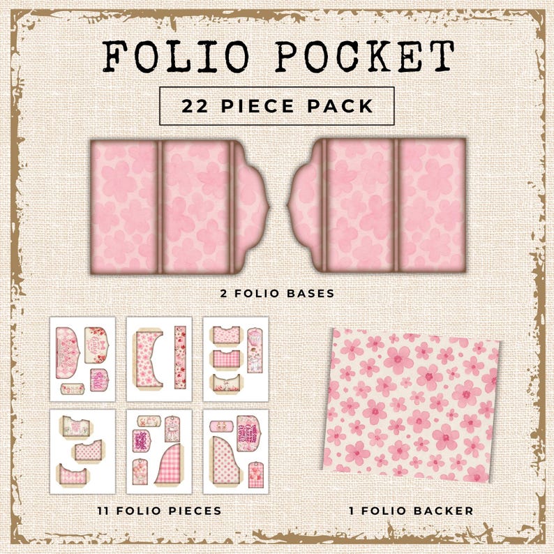 Cute Baby Girl Folio Kit, Pink Junk Journal for Children, Cute ...
