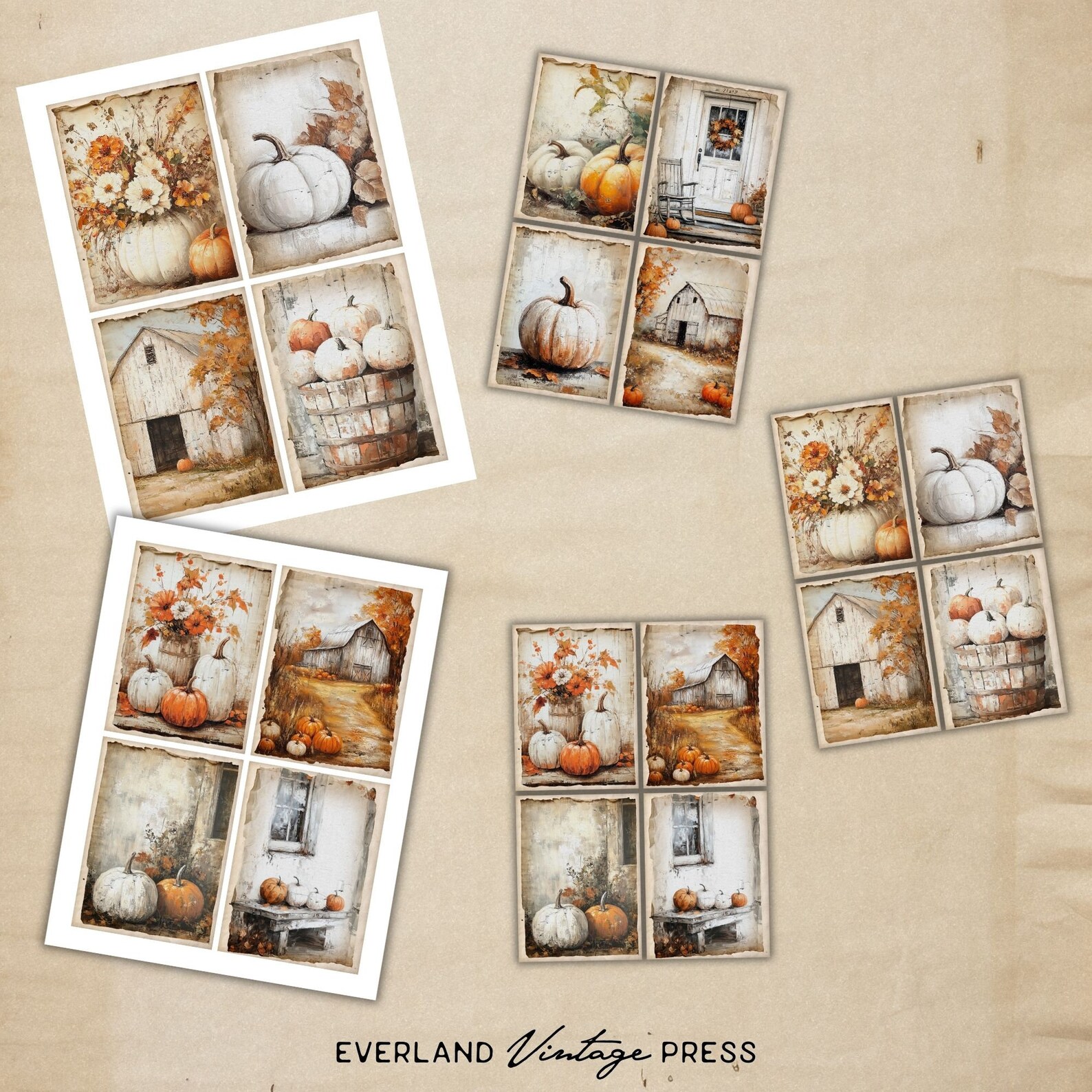 Autumn Afternoon Junk Journal Cards, Cozy Autumn Junk Journal Ephemera ...