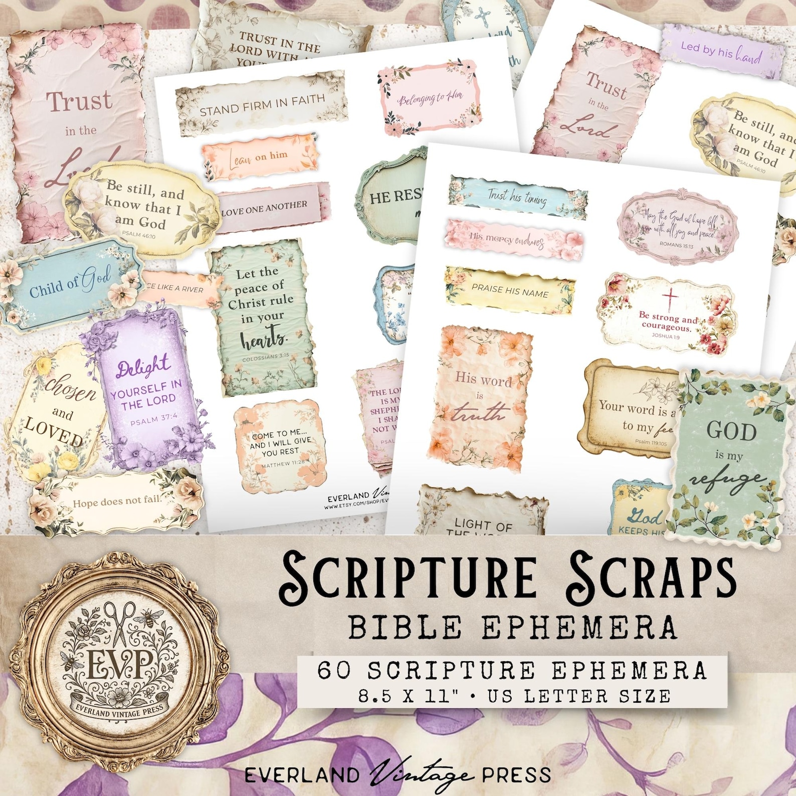 Scripture Scraps Junk Journal Ephemera, Faith Junk Journal Tags ...