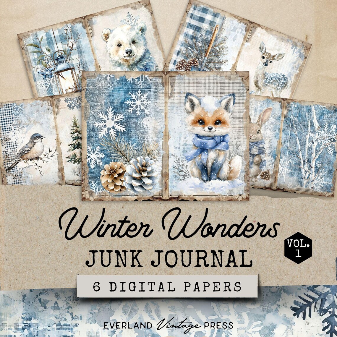 Winter Woodland Junk Journal, Winter Botanicals Junk Journal, 90 Piece ...