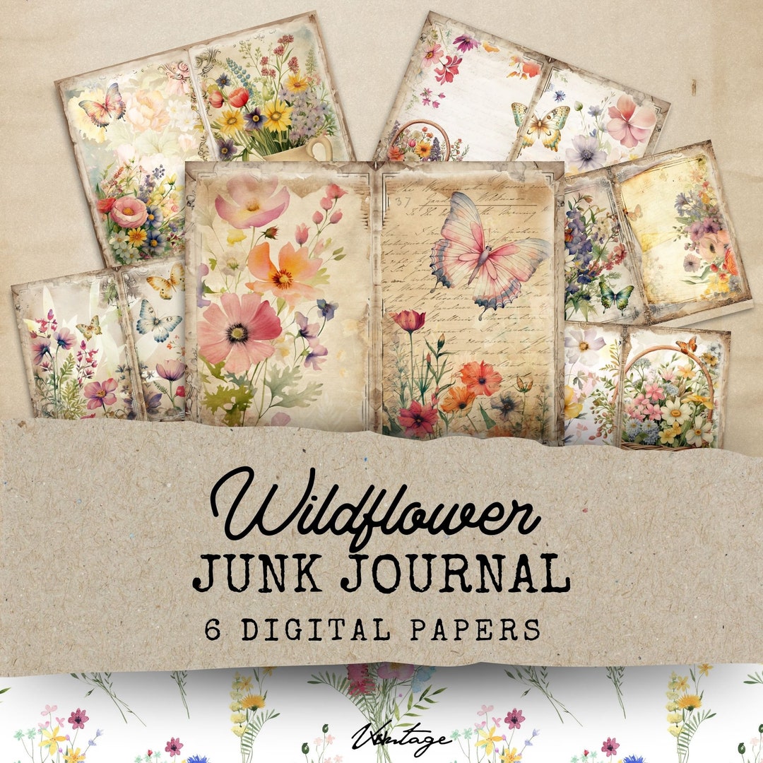 Watercolor Wildflowers, Junk Journal Printable Page, Shabby Chic ...