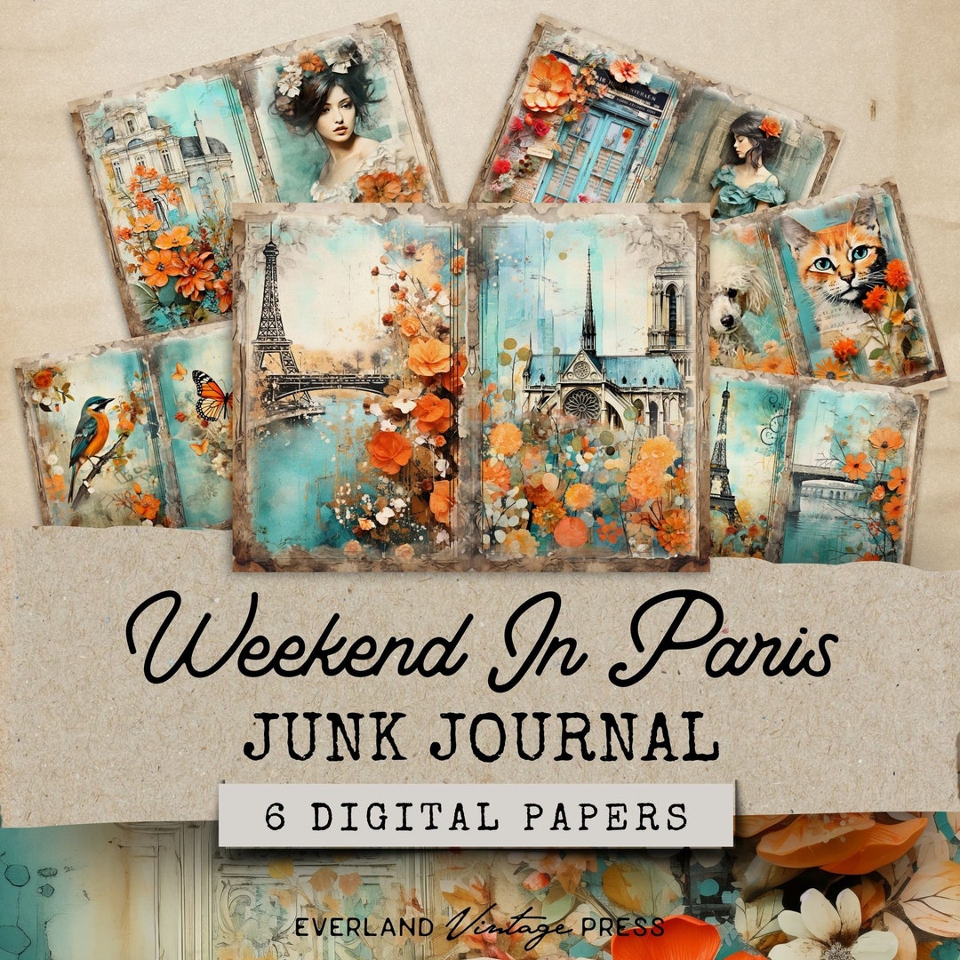 Teal and Orange Junk Journal, Cozy Autumn Junk Journal Kit, 6 Paris ...