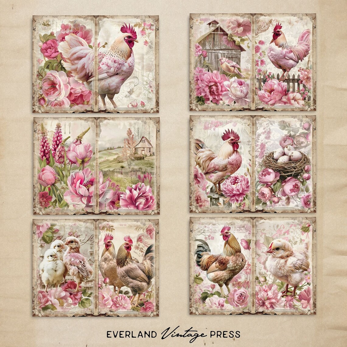 Spring Chicken Junk Journal Printable, Spring Chicken Journal Kits, 6 ...