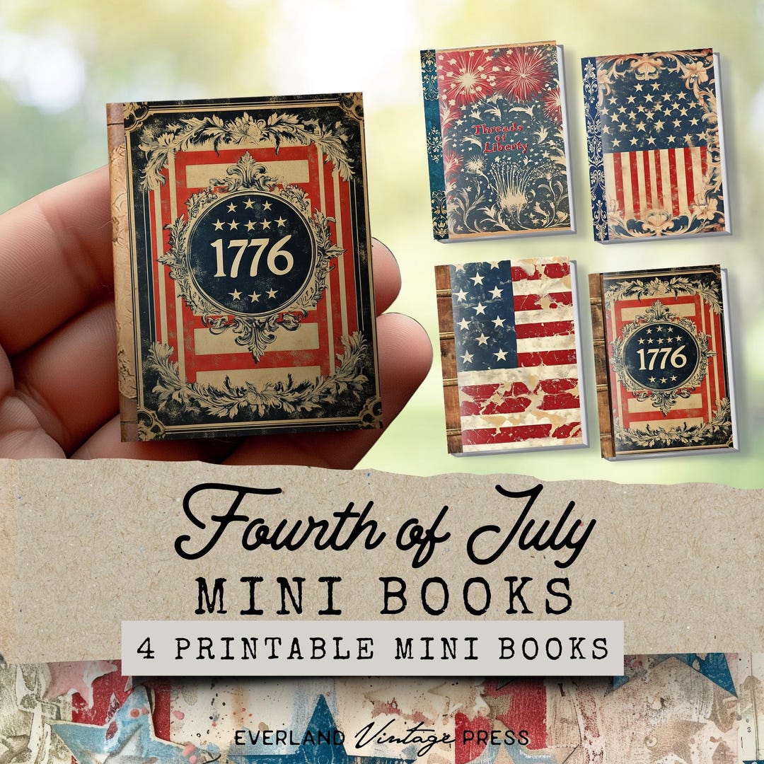 Fourth of July Mini Books Set of 4, Independence Day Themed Junk ...