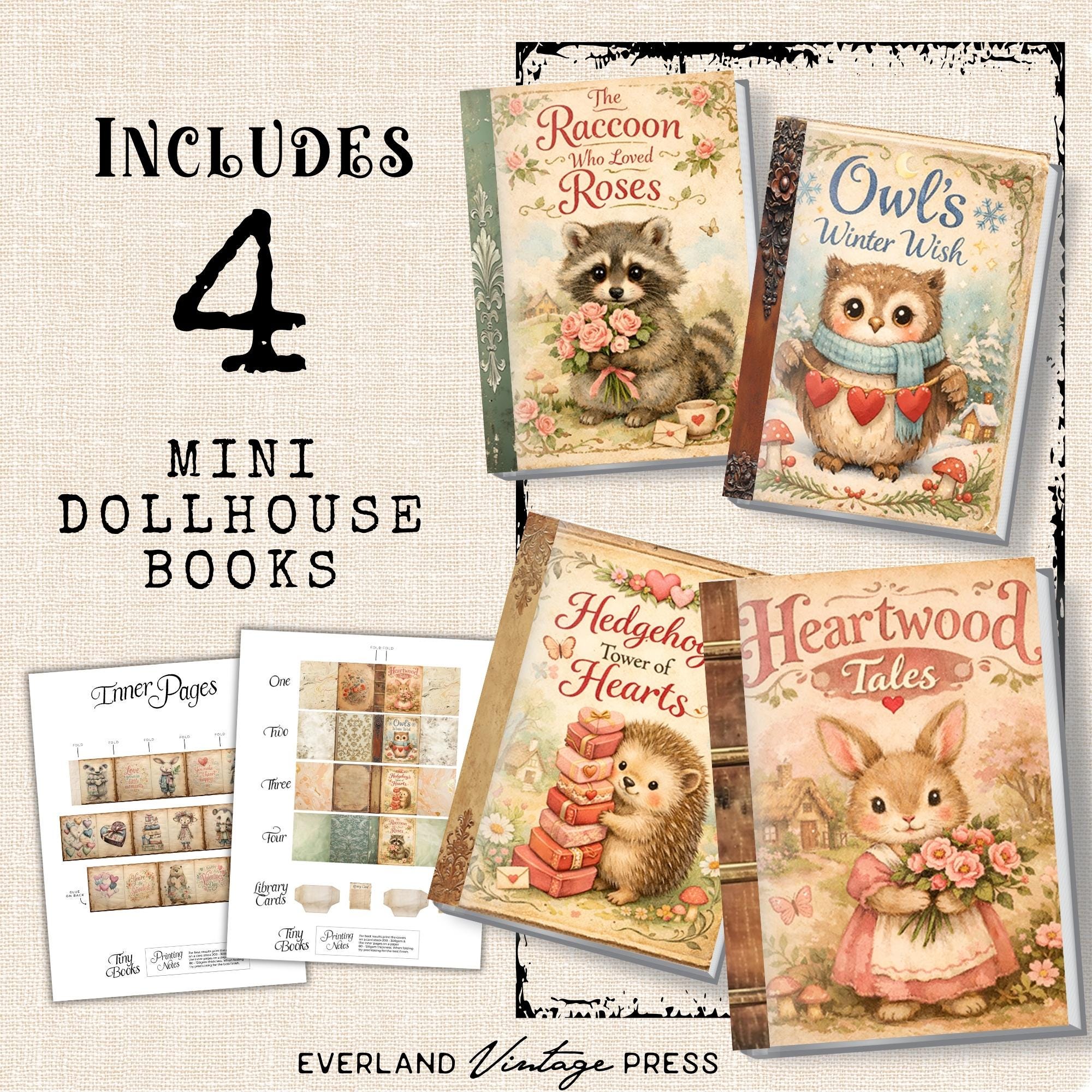 Heartwood Tales Mini Books, Printable Dollhouse Books, Whimsical ...