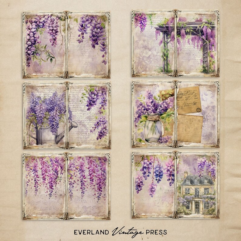 Wisteria Junk Journal Kit, Wisteria Junk Journal Paper, Vintage Junk ...